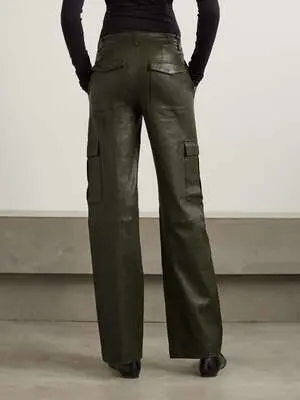 Sprwmn Leather Wide-leg Cargo Trousers