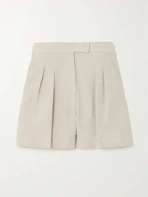 Max Mara Jessica Pleated Cotton Shorts - Beige