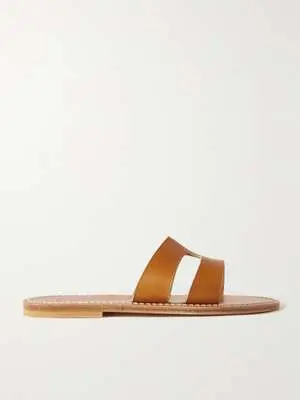 K.JACQUES Menandre Cutout Leather Slides - Tan