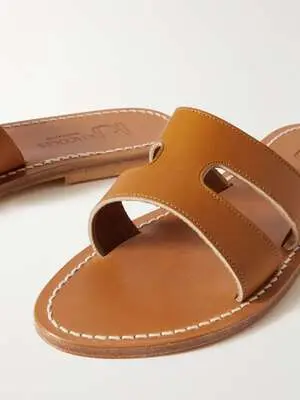 K.JACQUES Menandre Cutout Leather Slides - Tan