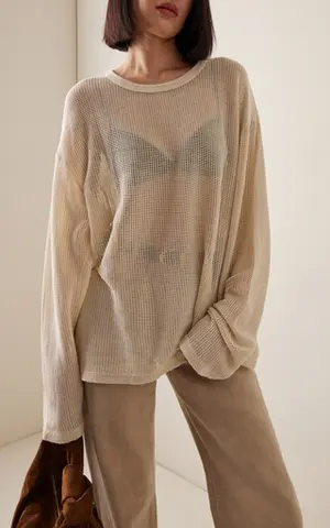 SLVRLAKE Oversized Waffle-knit Cotton Top Xs