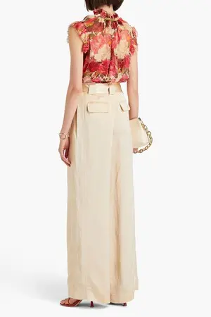 Zimmermann Pleated Shantung Wide-leg Pants - Cream