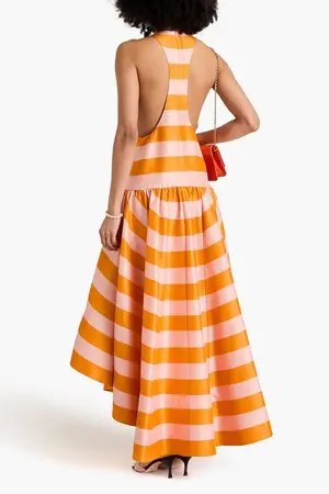 Zimmermann Striped Silk-shantung Asymmetric Dress