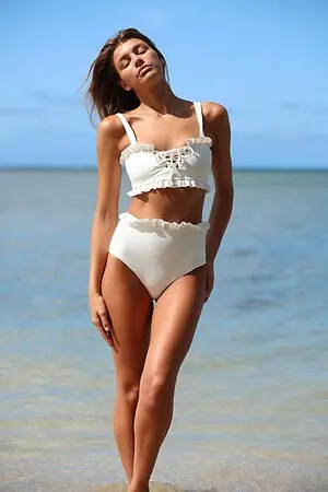 CITRINE SWIM Ivy Reversible Bikini Top - White Rib
