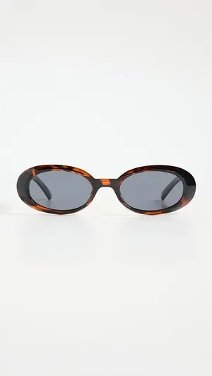 Le Specs Oval Frame Sunglasses - Dark Tort