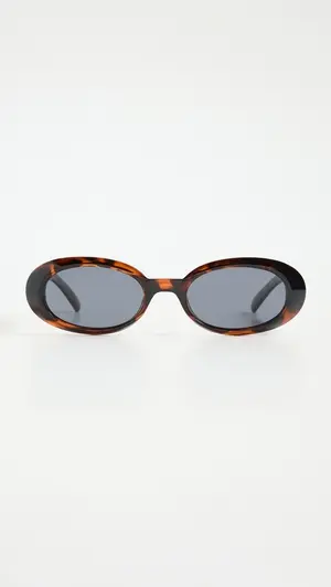 Le Specs Oval Frame Sunglasses - Dark Tort