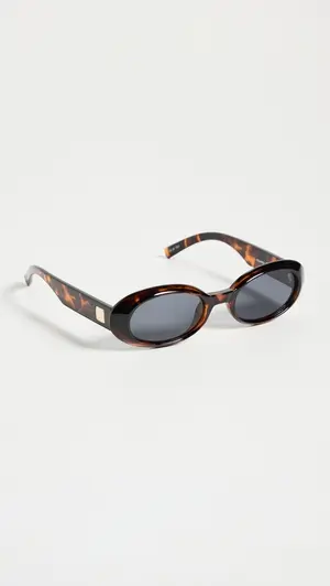 Le Specs Oval Frame Sunglasses - Dark Tort