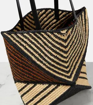 Loewe Paula's Ibiza Puzzle Fold Medium Raffia Tote Bag