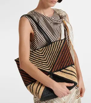 Loewe Paula's Ibiza Puzzle Fold Medium Raffia Tote Bag