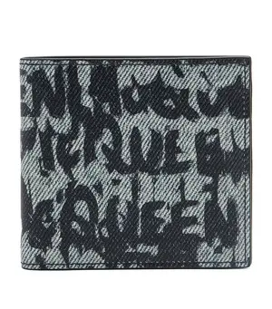 Alexander McQueen Leather Graffiti Logo Bifold Wallet