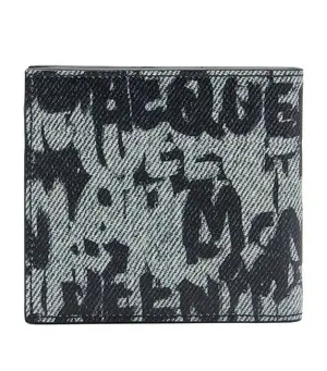Alexander McQueen Leather Graffiti Logo Bifold Wallet