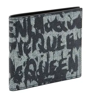 Alexander McQueen Leather Graffiti Logo Bifold Wallet