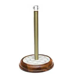MACKENZIE-CHILDS Sterling Check Paper Towel Holder - Grey