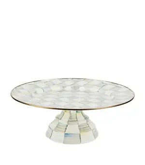 MACKENZIE-CHILDS Sterling Check Pedestal Platter - Grey