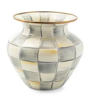 MACKENZIE-CHILDS Large Sterling Check Vase - Grey