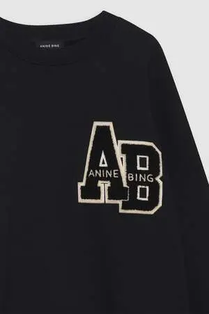 ANINE BING Miles Oversized Sweatshirt Letterman - Black