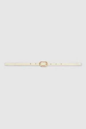 ANINE BING Mini Signature Link Leather Belt Ivory