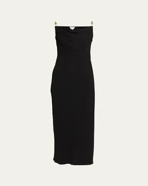 Bottega Veneta Crepe Jersey Midi Dress - Nero