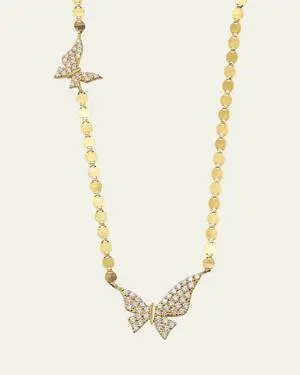 Lana Jewelry 14k Yellow Gold Flawless Double Butterfly Necklace With Diamonds - Yg
