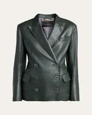 Giorgio Armani Tailored Leather Blazer Jacket