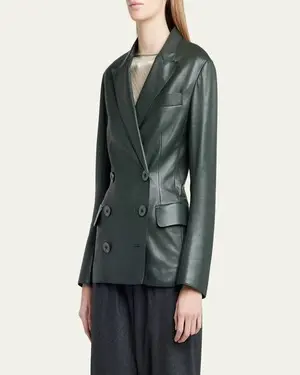 Giorgio Armani Tailored Leather Blazer Jacket