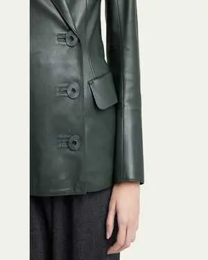 Giorgio Armani Tailored Leather Blazer Jacket