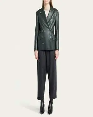Giorgio Armani Tailored Leather Blazer Jacket