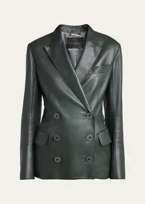 Giorgio Armani Tailored Leather Blazer Jacket