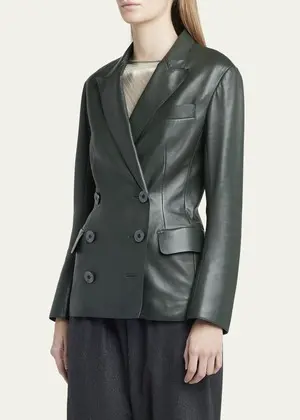 Giorgio Armani Tailored Leather Blazer Jacket