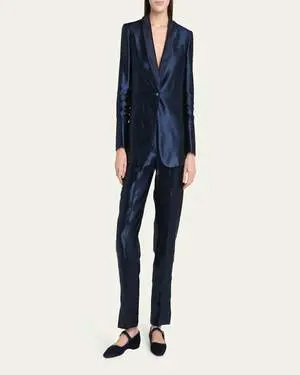 Giorgio Armani Linen Silk Blazer - Navy