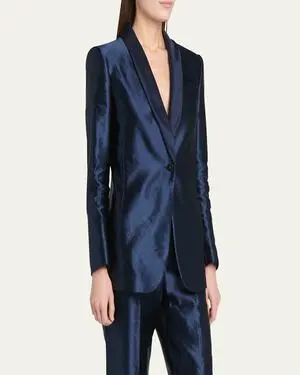 Giorgio Armani Linen Silk Blazer - Navy