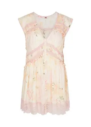Free People Printed Chiffon Mini Dress