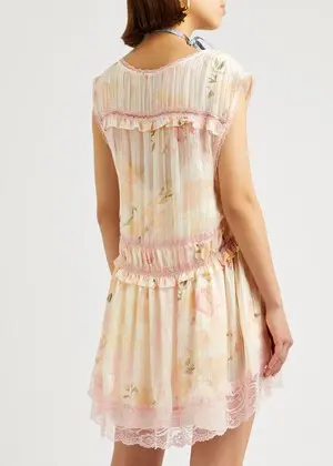 Free People Printed Chiffon Mini Dress