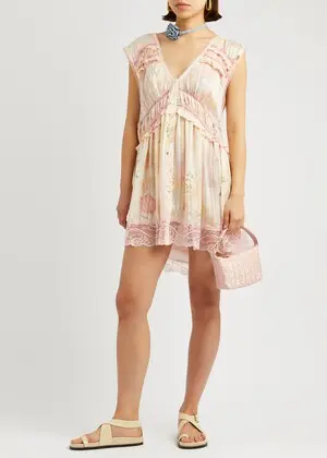 Free People Printed Chiffon Mini Dress