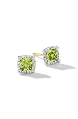 David Yurman David Yurman Chatelaine Pavé Bezel Stud Earrings Sterling Silver/ Peridot