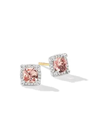 David Yurman Chatelaine Pavé Bezel Stud Earrings - Sterling Silver/morganite