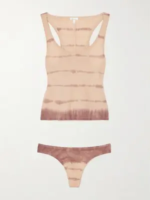 Skin Tie-dyed Organic Pima Cotton-jersey Tank And Thong Set - Multi