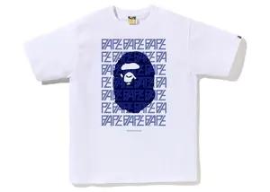 A BATHING APE Bape Logo Monogram T-Shirt White Navy