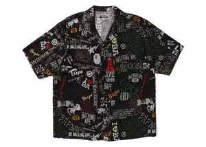 A BATHING APE Hand Draw Open Collar Short Sleeve Shirt