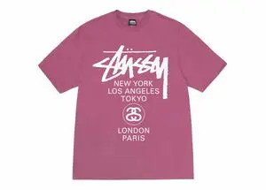 StÜssy World Tour T-shirt - Berry