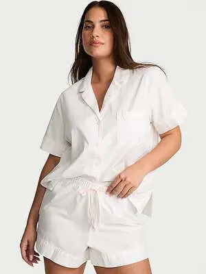 Victoria's Secret Heritage Cotton Short Pajama Set - White,ivory