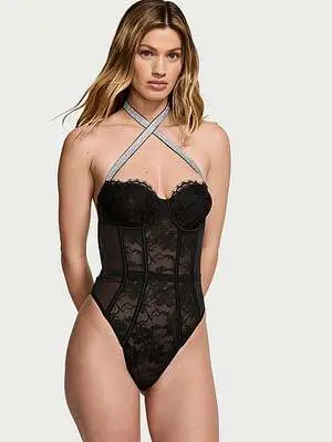 Victoria's Secret Shine Strap Halter Lace Teddy