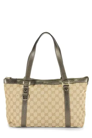 Gucci Original Gg Canvas Abbey Zip Tote Bag - Silver