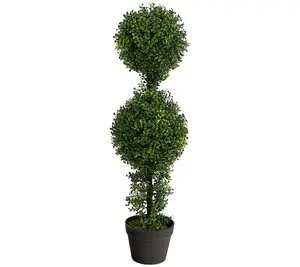NEARLY NATURAL 34' Boxwood Double Ball Topiary - One-color