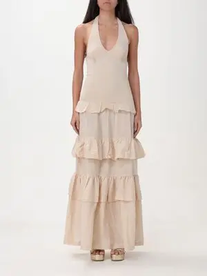 TWINSET Halterneck Maxi Dress With Tiered Ruffles