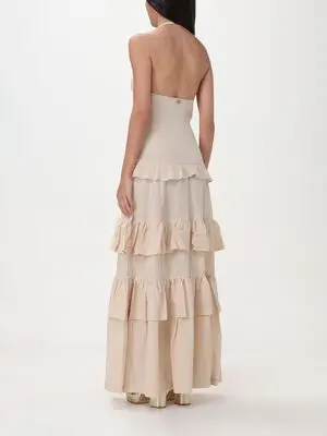 TWINSET Halterneck Maxi Dress With Tiered Ruffles