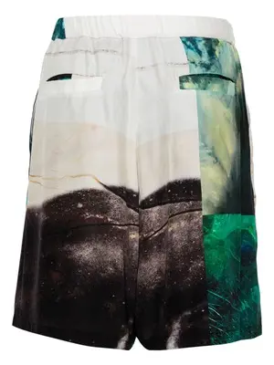 TAAKK Patchwork-print Silk Shorts