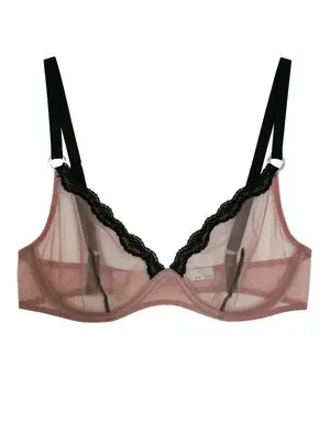 Fleur Du Mal Sheer Tulle Demi Bra - Neutrals