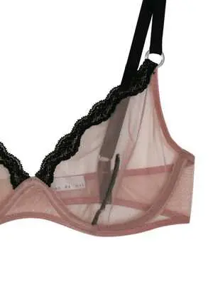 FLEUR DU MAL Sheer Tulle Demi Bra - Neutrals