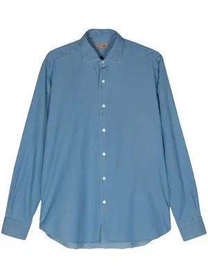 BARBA NAPOLI Poplin Cotton Shirt - Blue